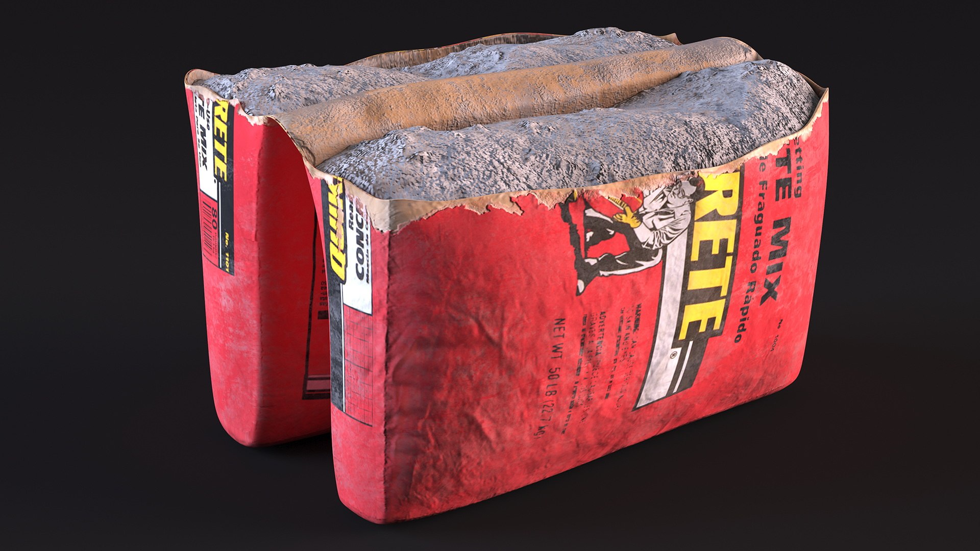 Torn Package Cement 50 Lb Red 3D - TurboSquid 2136812