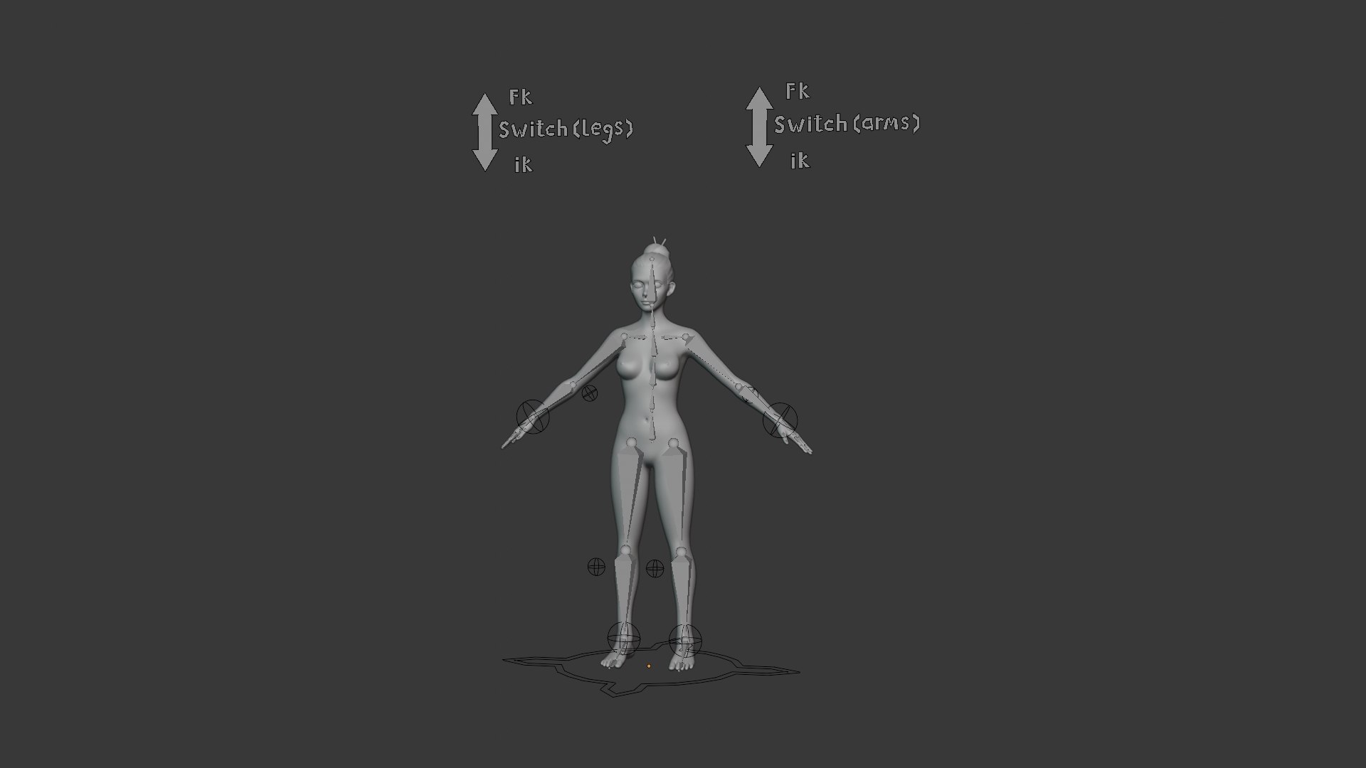 3D Stylized Female Body Base Mesh 3D Model Rigged With IK And FK Switch ...