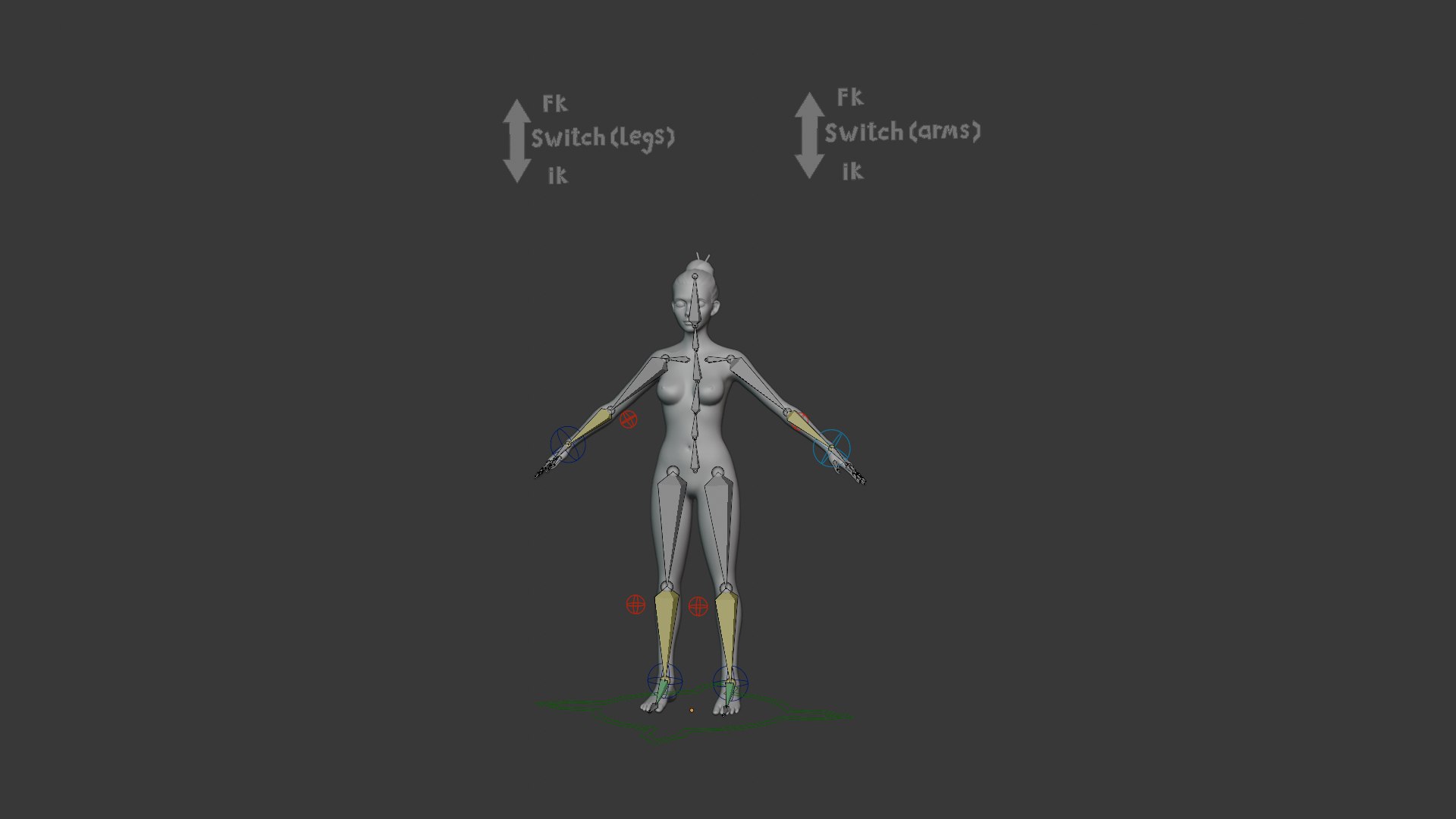 3D Stylized Female Body Base Mesh 3D Model Rigged With IK And FK Switch ...