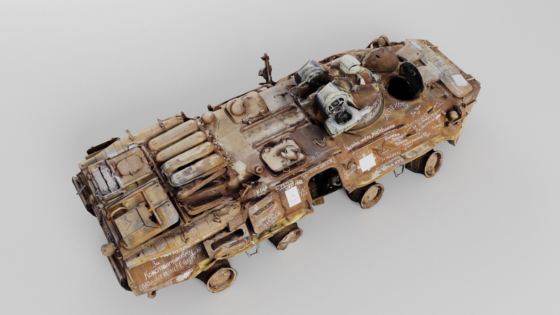 3D Destroyed BTR-80 Burnt Down Wheeled Amphibious Armoured Personnel ...