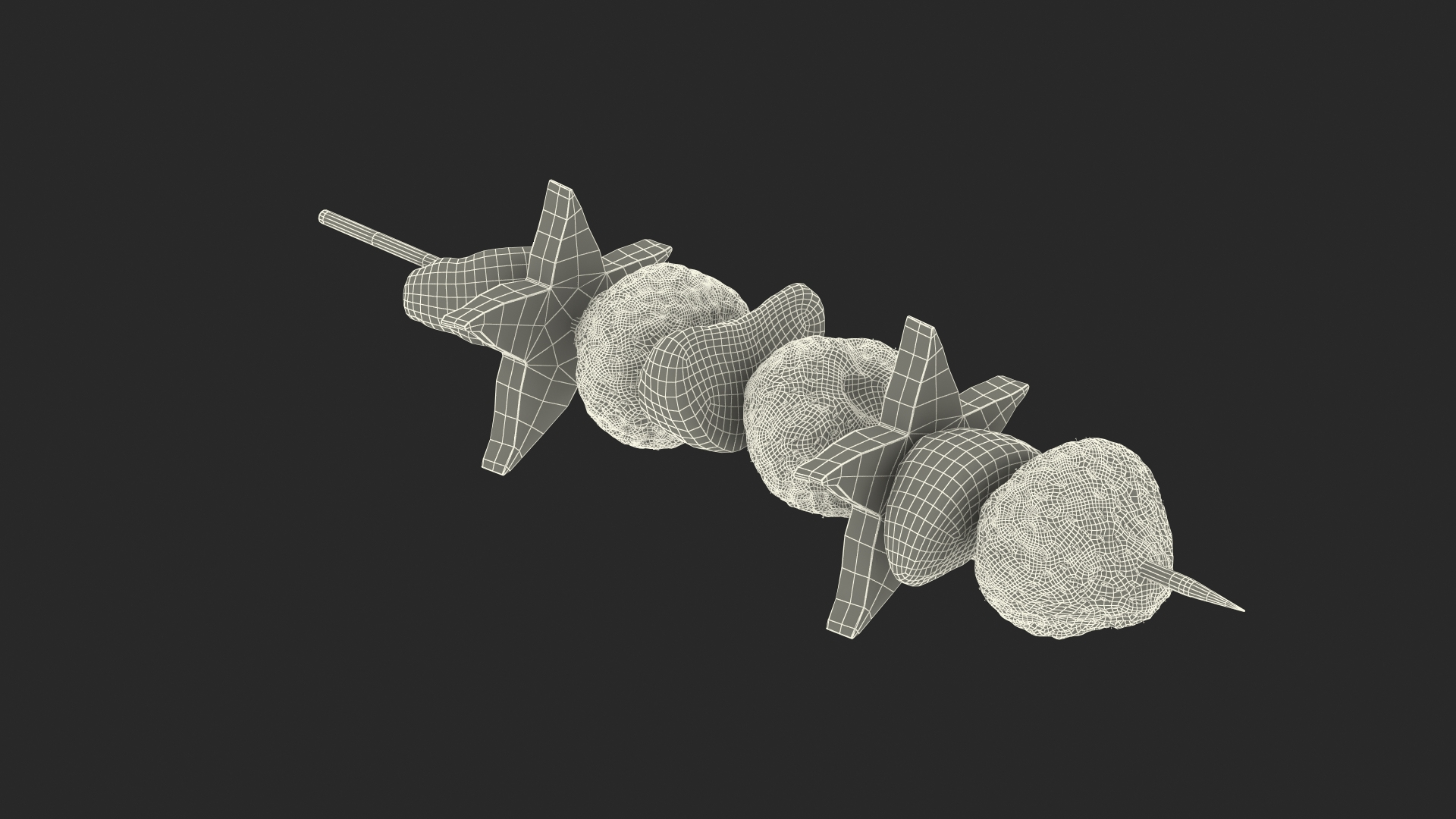 Fruits On Wooden Skewer 3D - TurboSquid 2381240