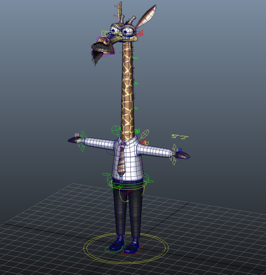 3d Giraffe Cartoon Character Rigged Model