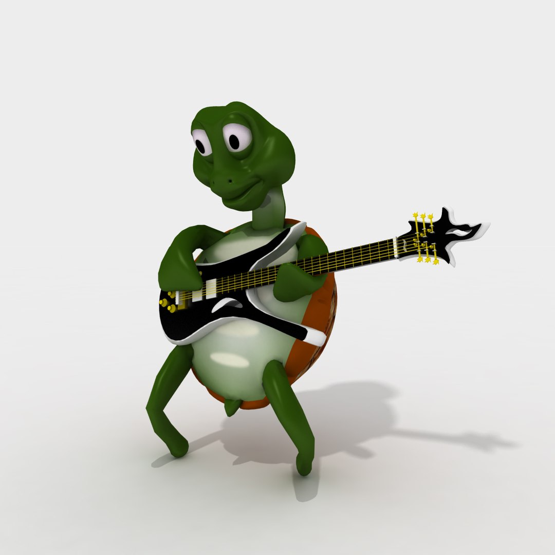 Guitar Guitarist Turtle 3d Ma