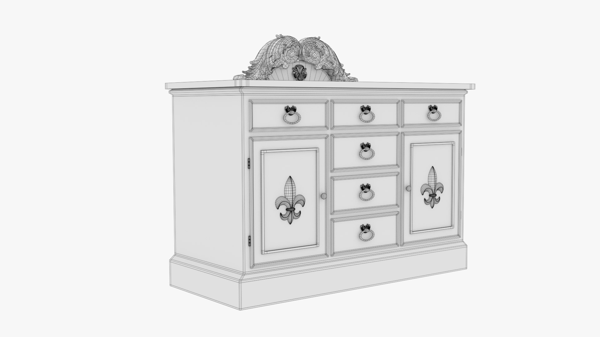 3D Model Dresser Antique - TurboSquid 1774315