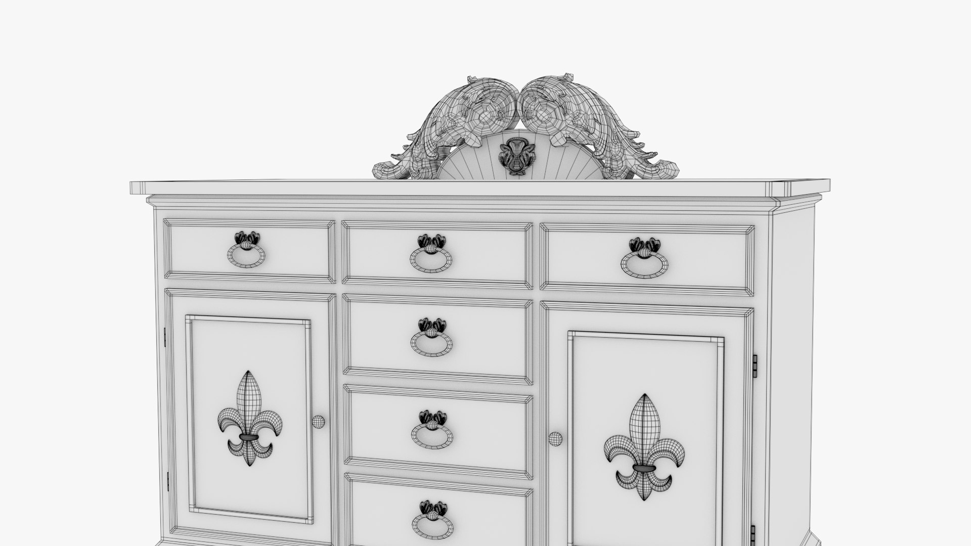 3D Model Dresser Antique - TurboSquid 1774315