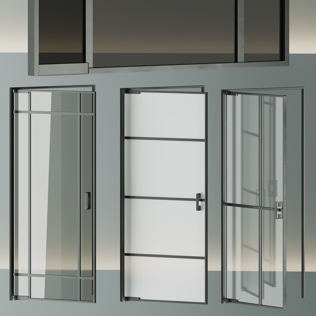 3D Porta Pivot Set Of Glass Doors - TurboSquid 1970234