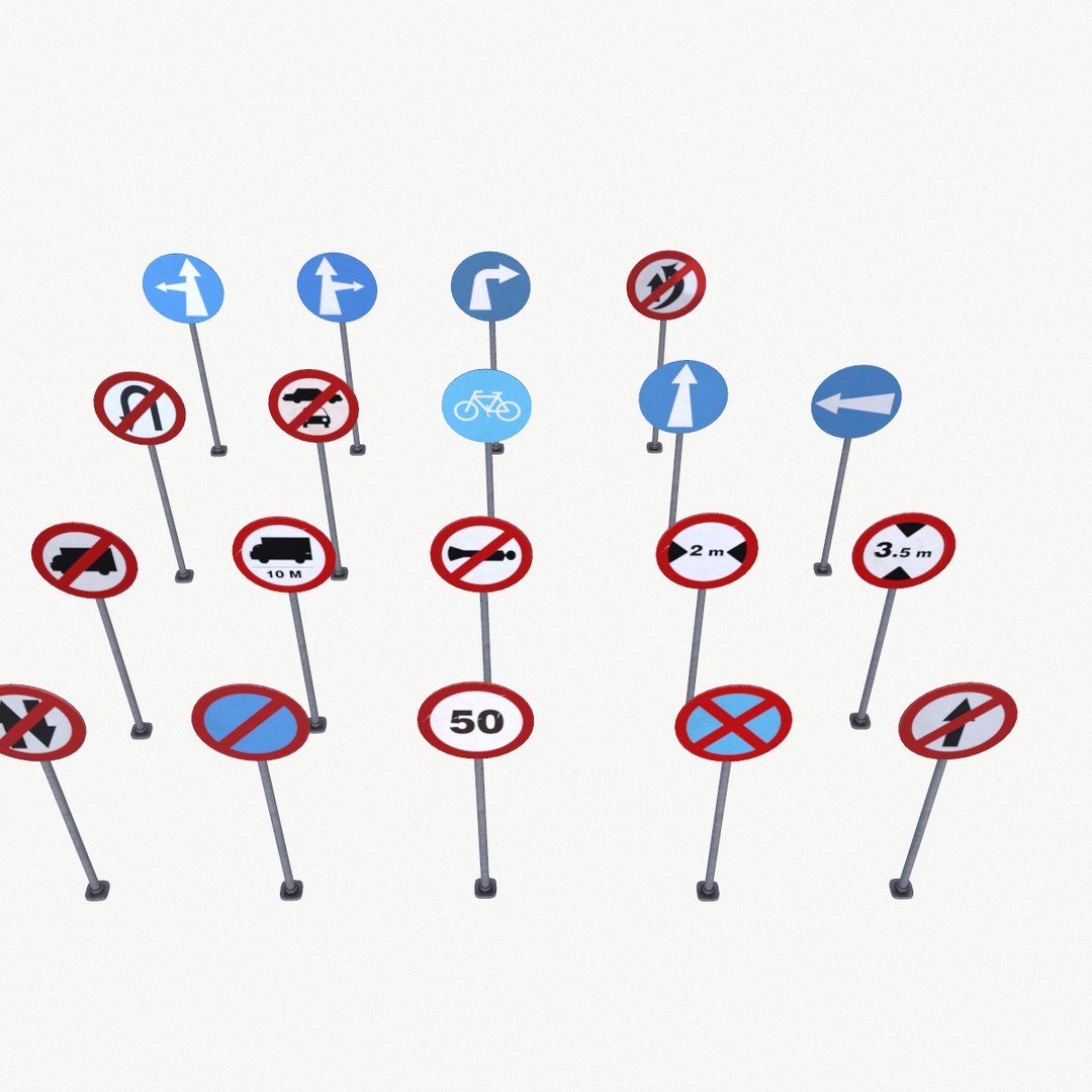 3D Road Sign Pack 2 Model - TurboSquid 1414526