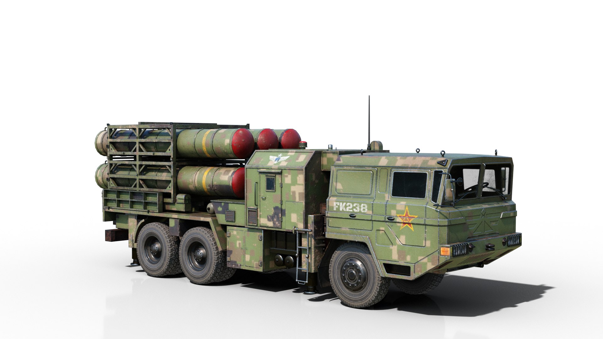 4 Coatings Of China HQ16 HQ-16 Air Defense Missile Launcher 3D Model ...