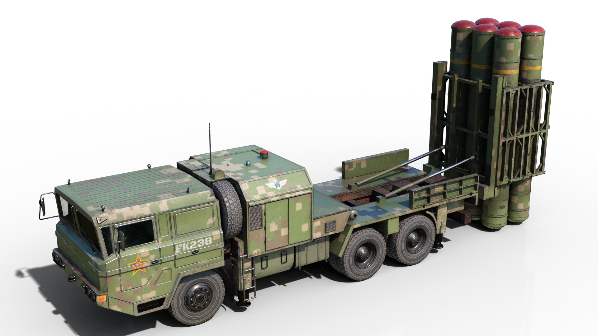 4 Coatings Of China HQ16 HQ-16 Air Defense Missile Launcher 3D Model ...