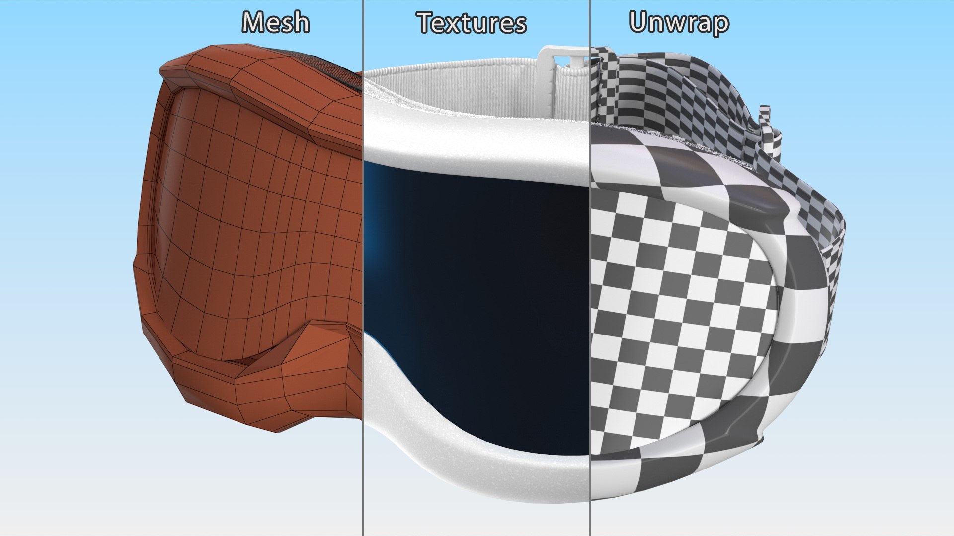 White Ski Goggles With Blue Glass 3D - TurboSquid 2157855