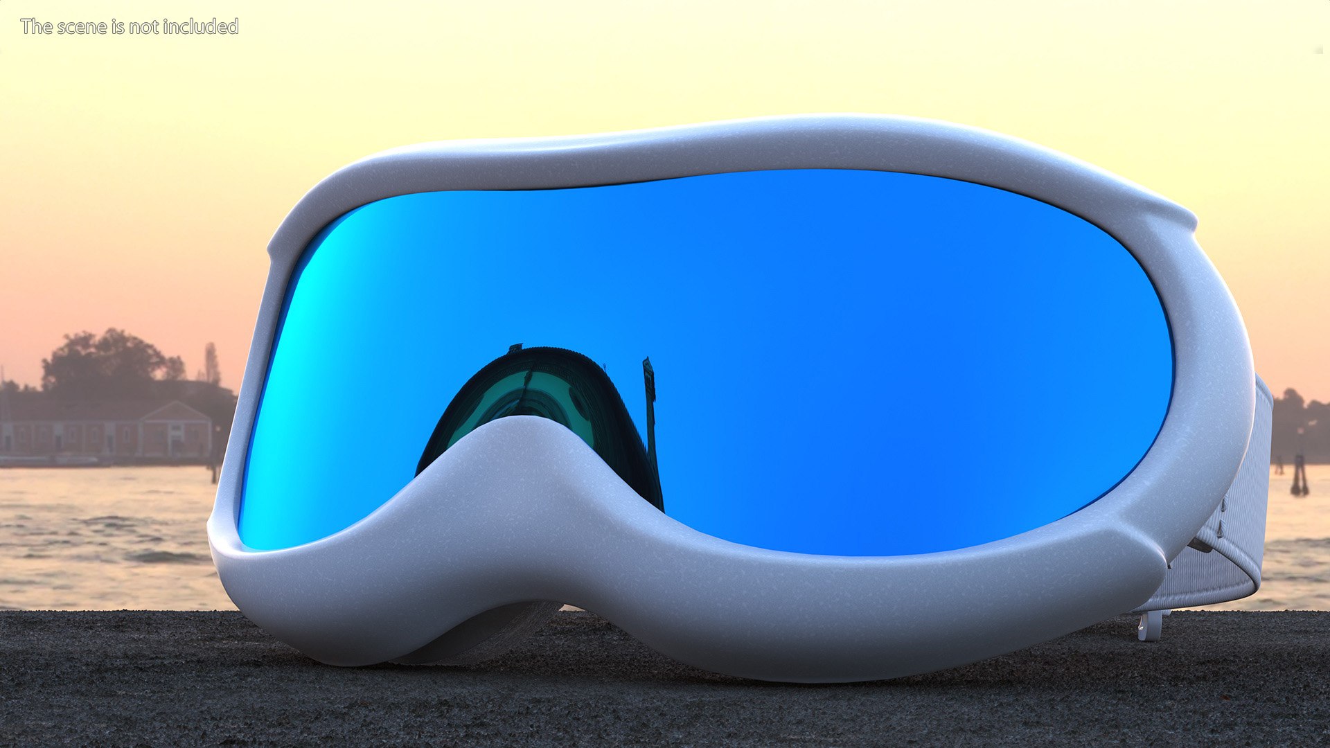 White Ski Goggles With Blue Glass 3D - TurboSquid 2157855
