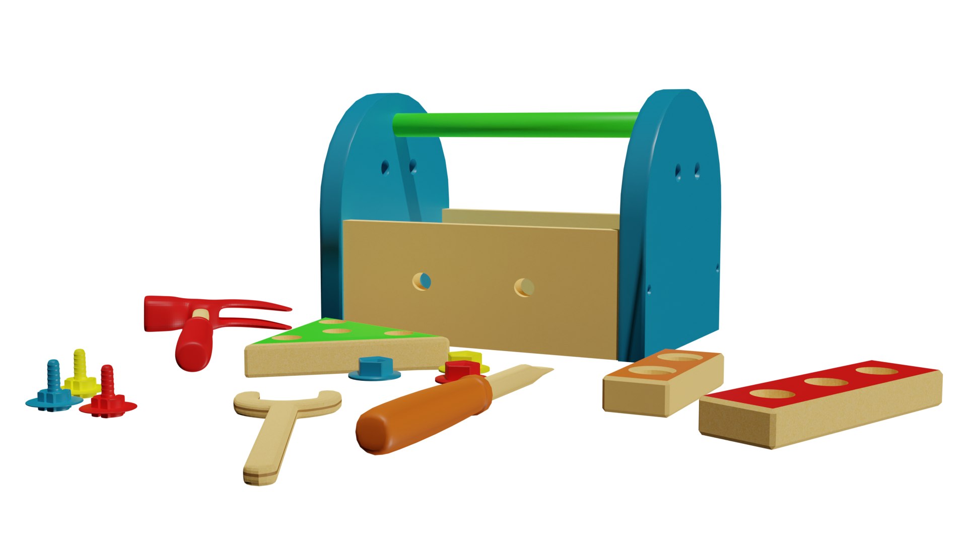 Toy carpenter box with plastic tools model - TurboSquid 2022550