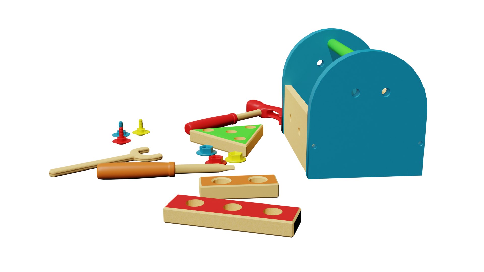 Toy carpenter box with plastic tools model - TurboSquid 2022550