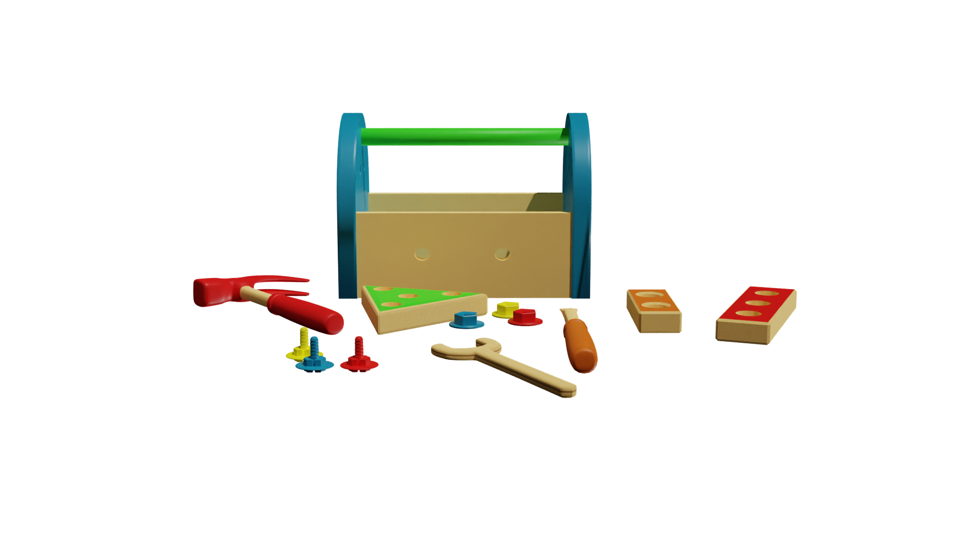 Toy carpenter box with plastic tools model - TurboSquid 2022550