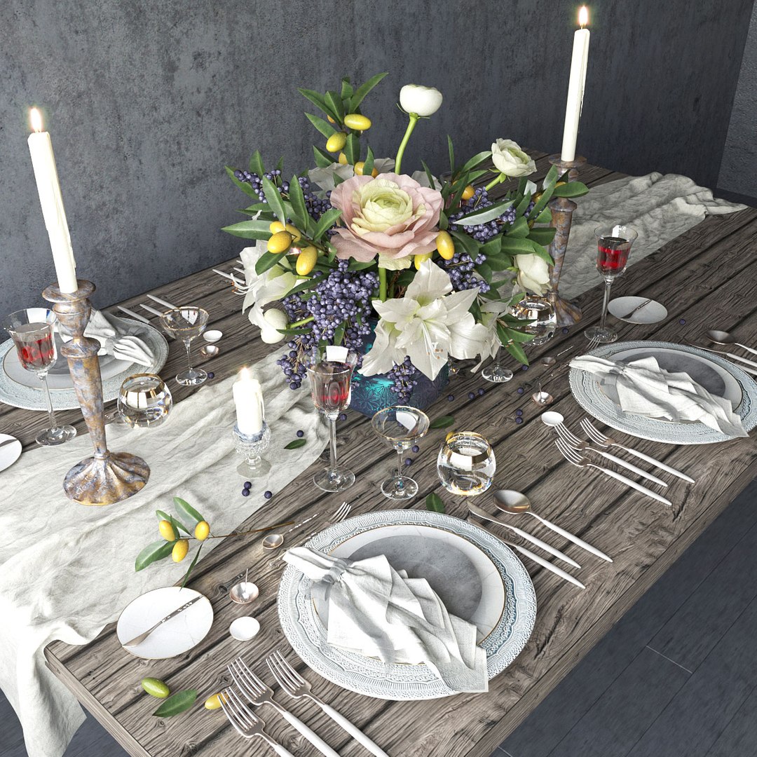 Boho Table Setting Model - TurboSquid 1443688