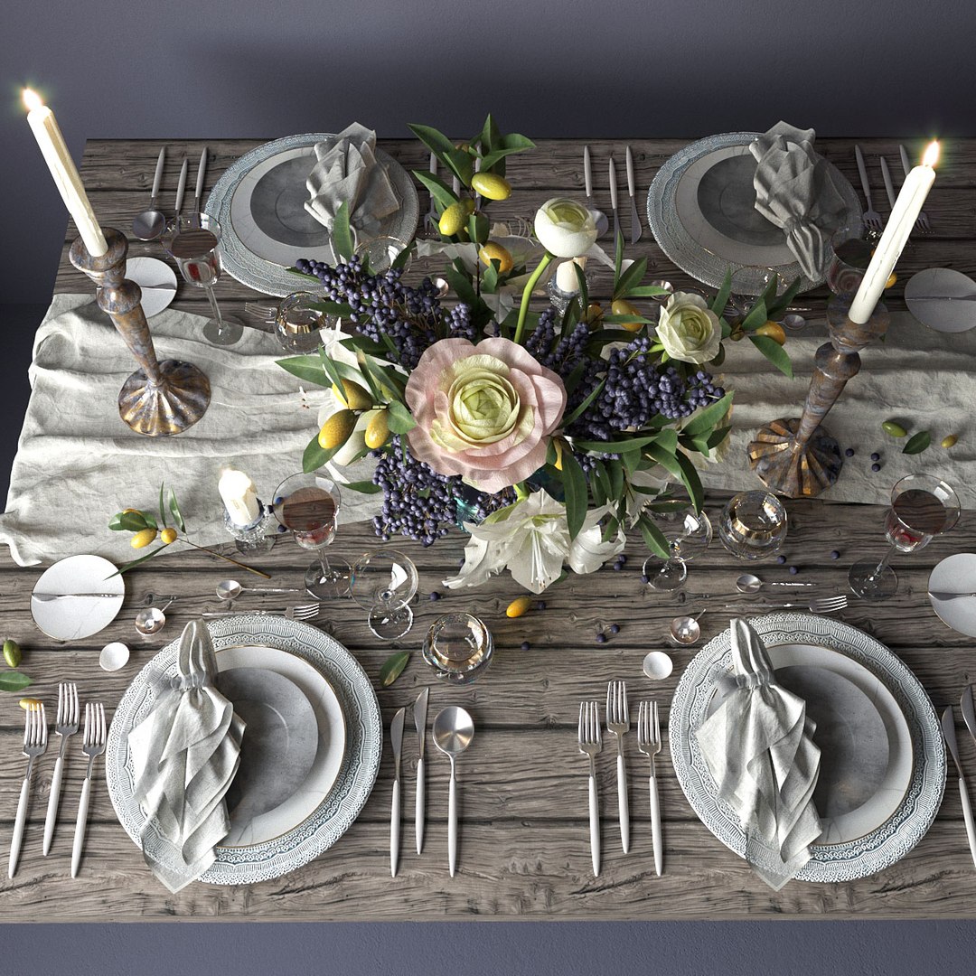 Boho Table Setting Model - TurboSquid 1443688
