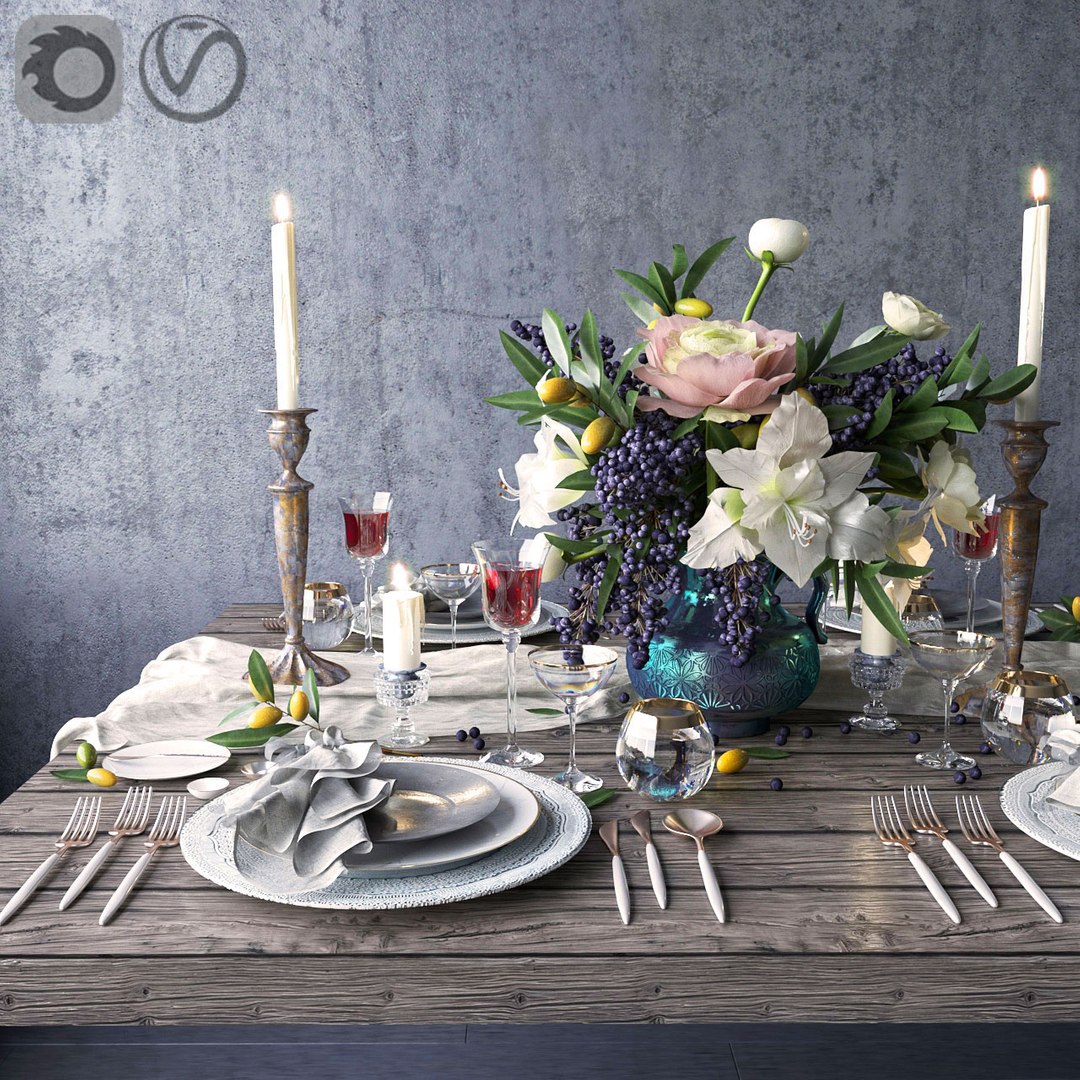 Boho Table Setting Model - TurboSquid 1443688