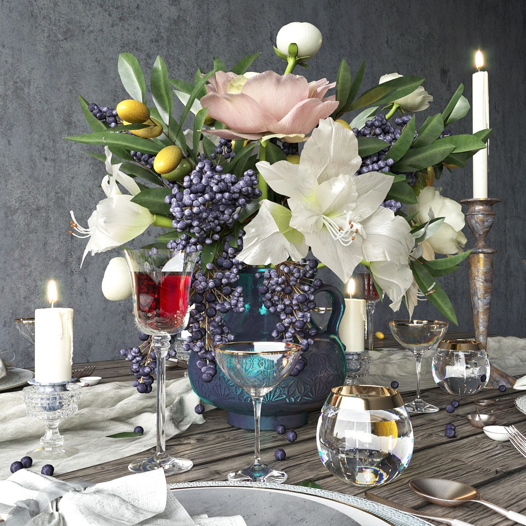 Boho Table Setting Model - TurboSquid 1443688