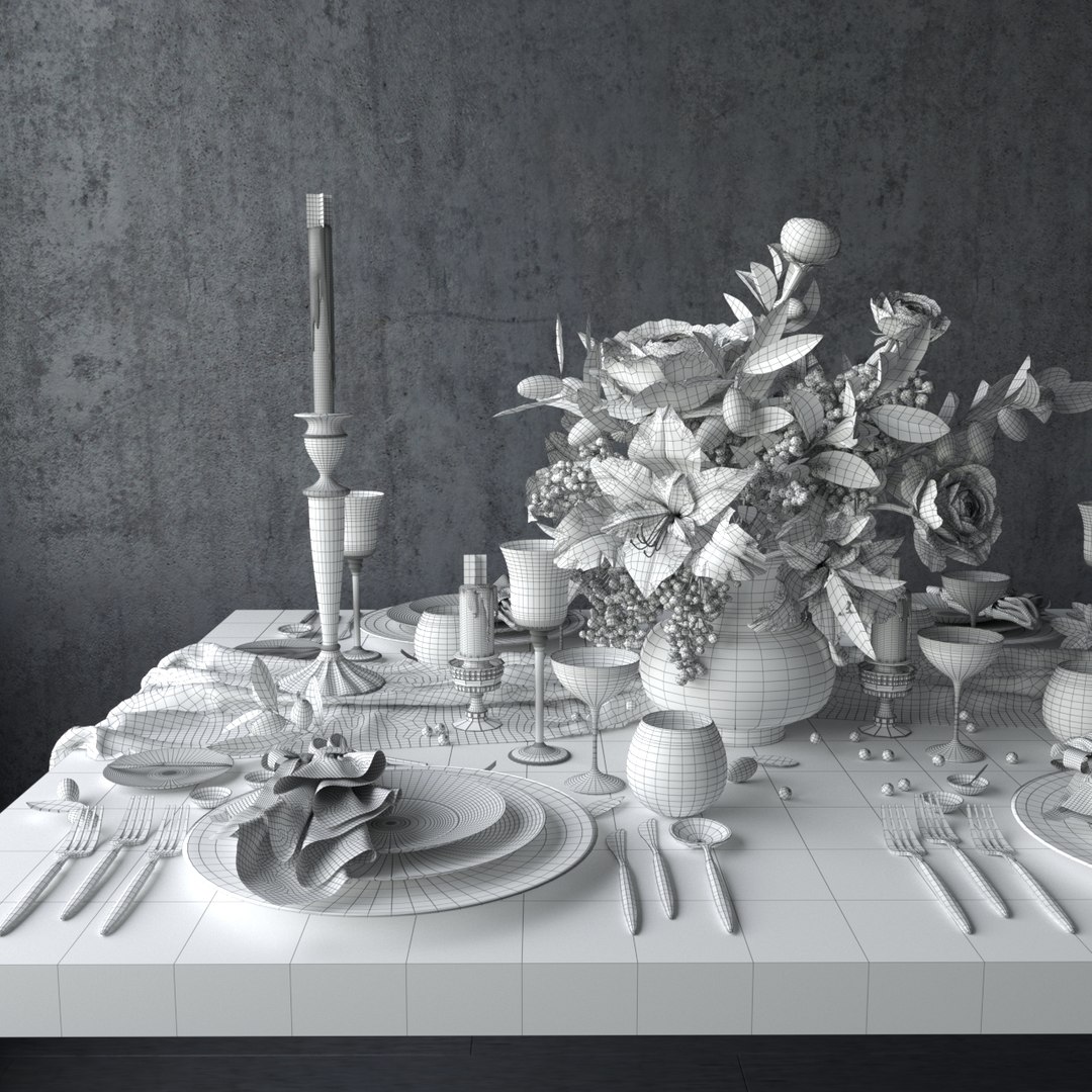 Boho Table Setting Model - TurboSquid 1443688