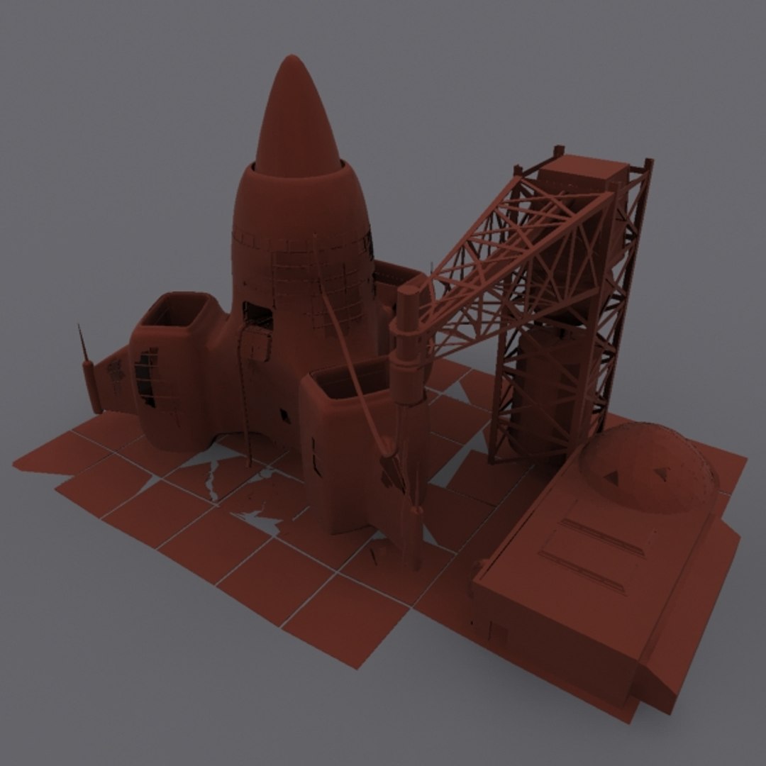 3d Derelict Rocketship Abandoned