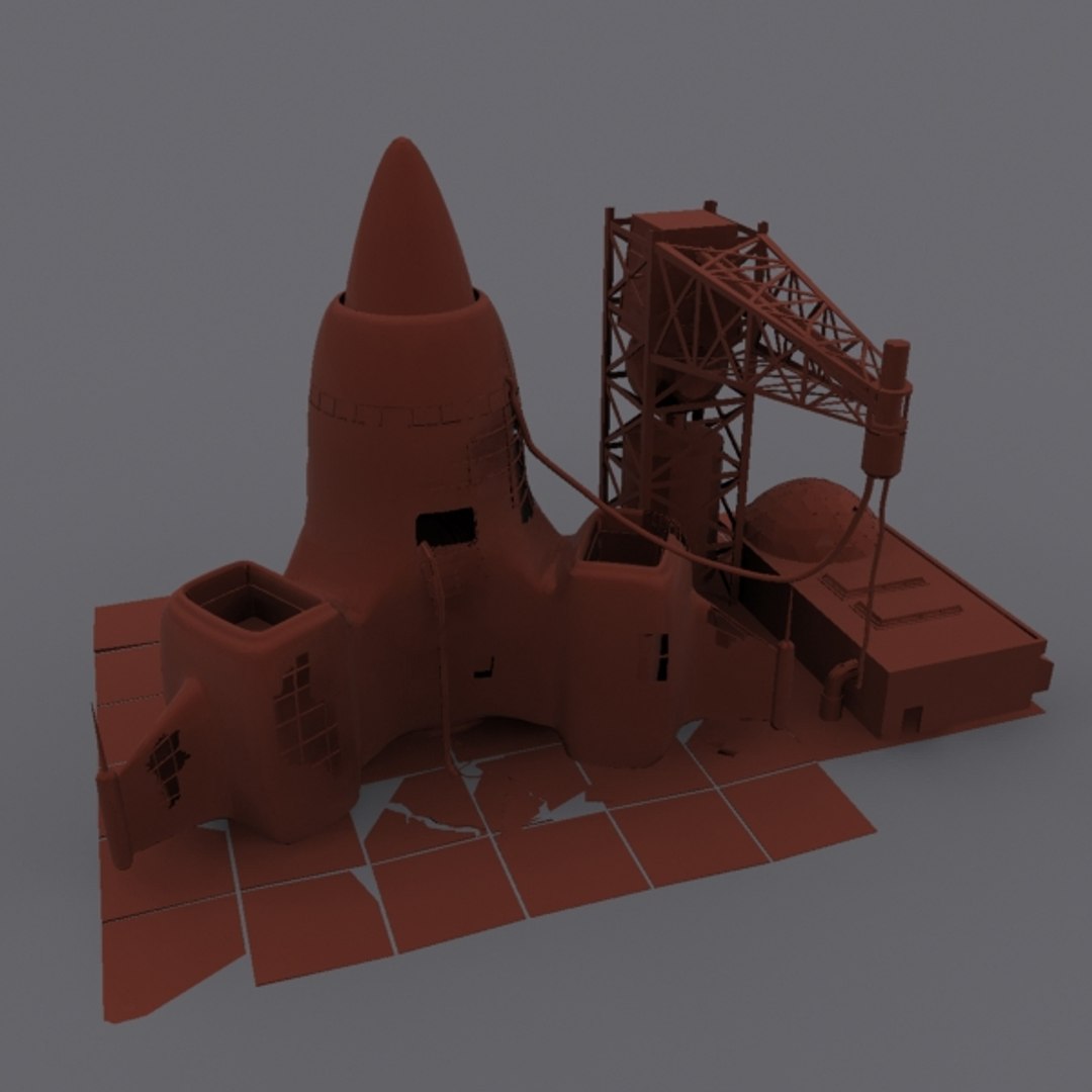 3d Derelict Rocketship Abandoned