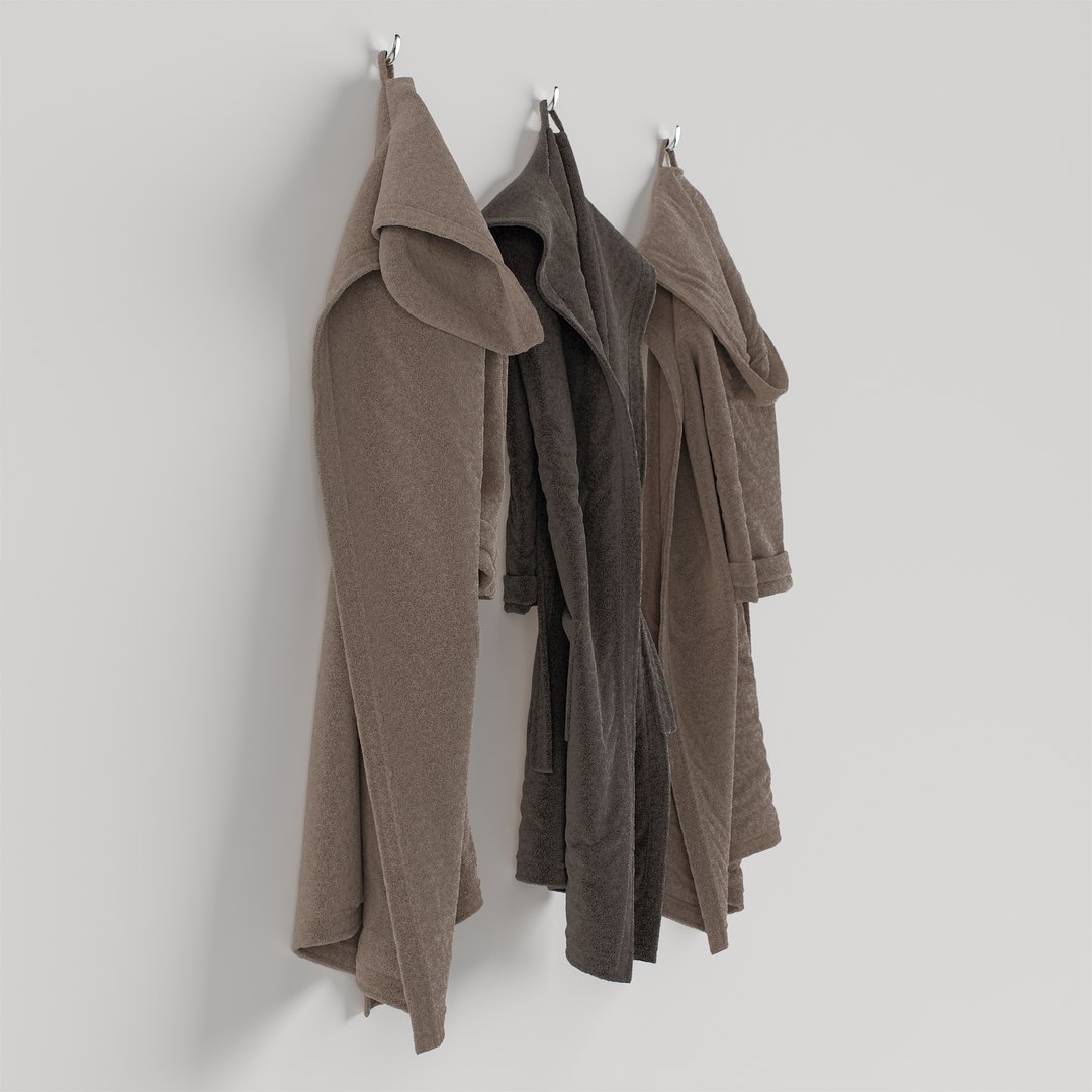 3D Model Bathrobe Hanging Set 01 - TurboSquid 1976134