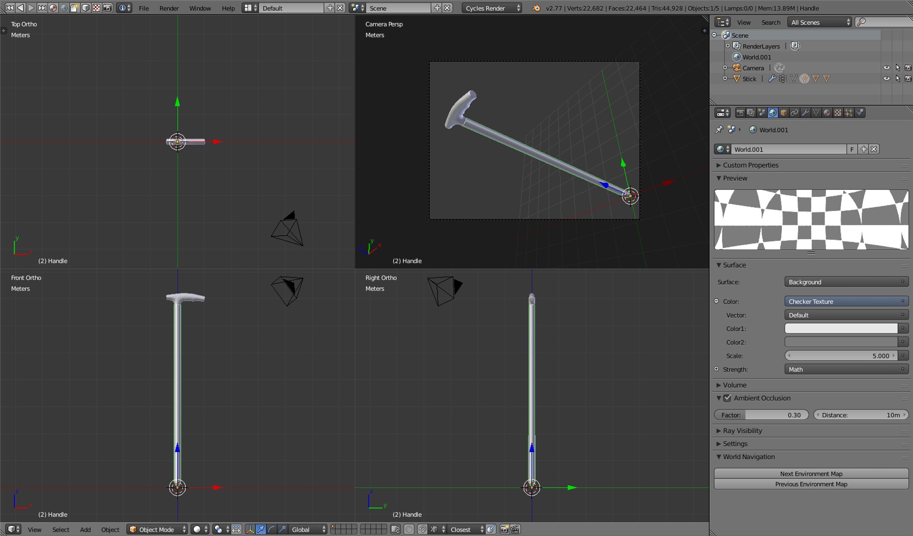 Walking Stick 3d Model