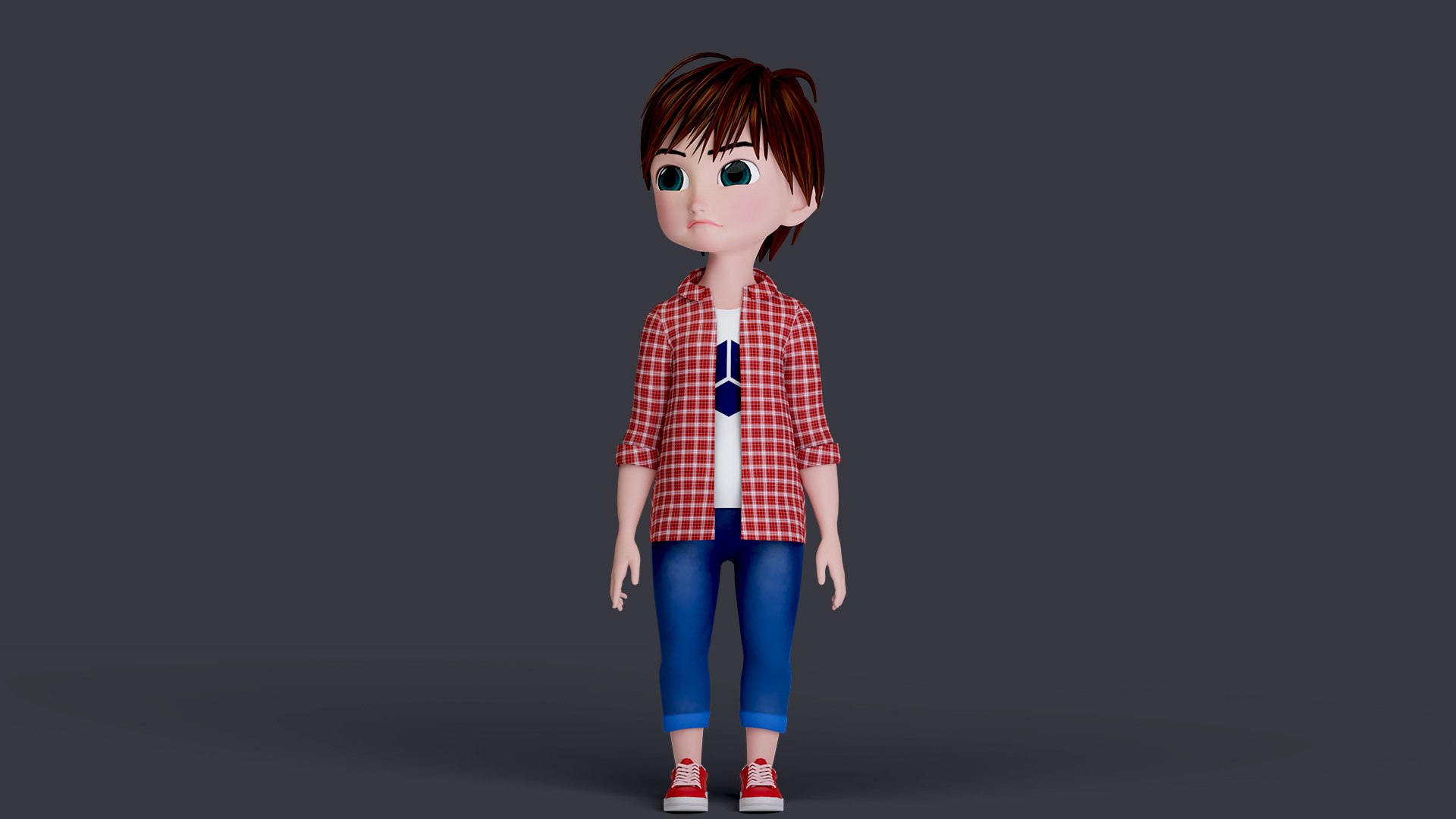 3D Cartoon Boy Shirt Full Rigged In Blender Model - TurboSquid 1902320