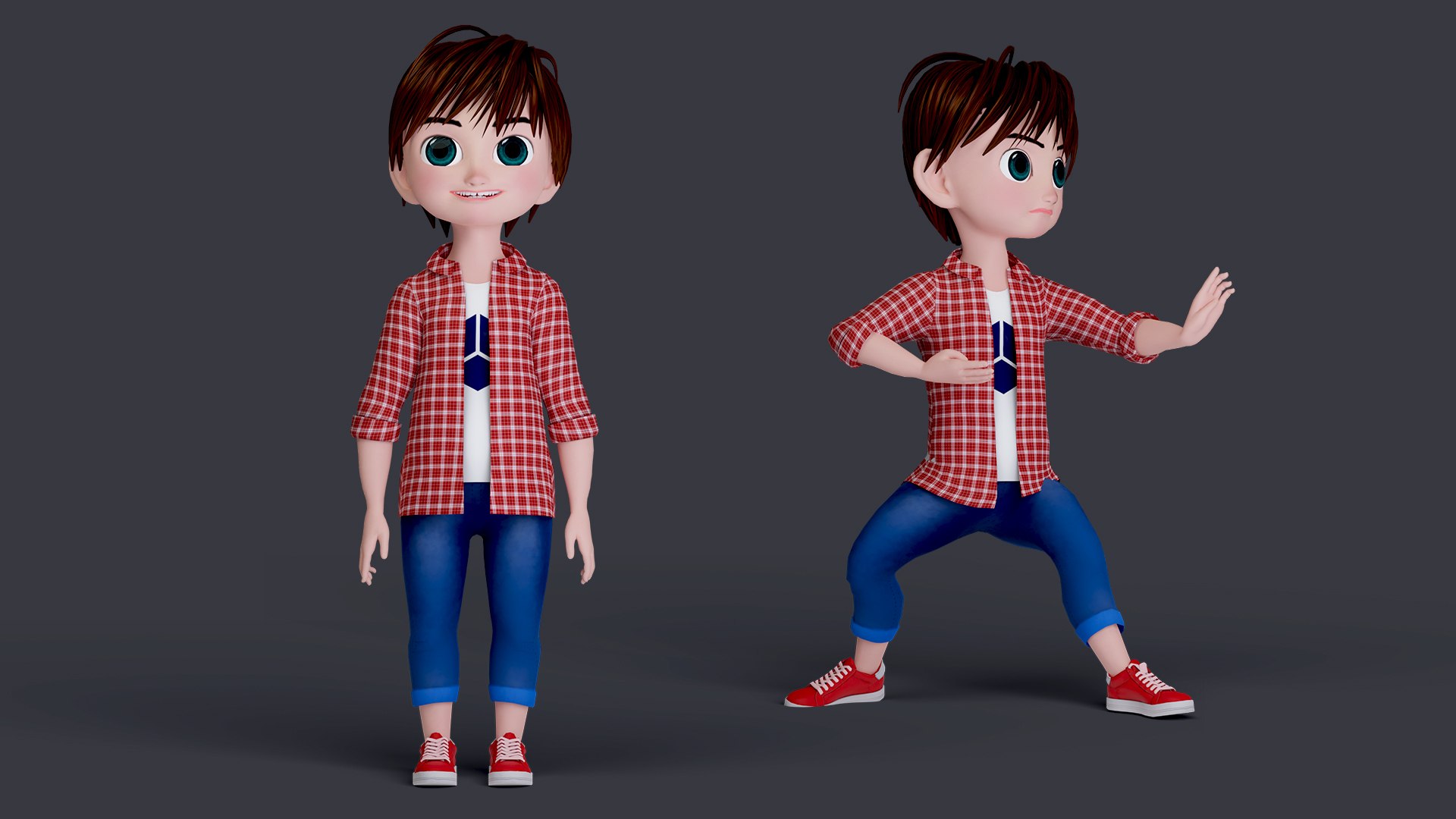 3D Cartoon Boy Shirt Full Rigged In Blender Model - TurboSquid 1902320