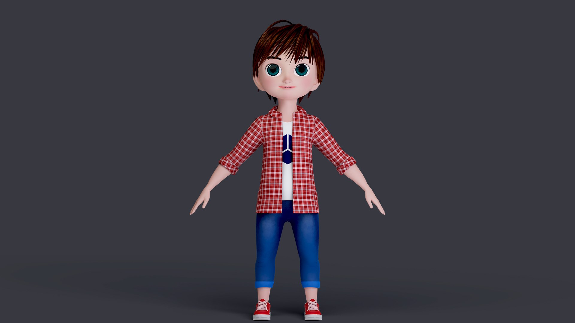 3D Cartoon Boy Shirt Full Rigged In Blender Model - TurboSquid 1902320