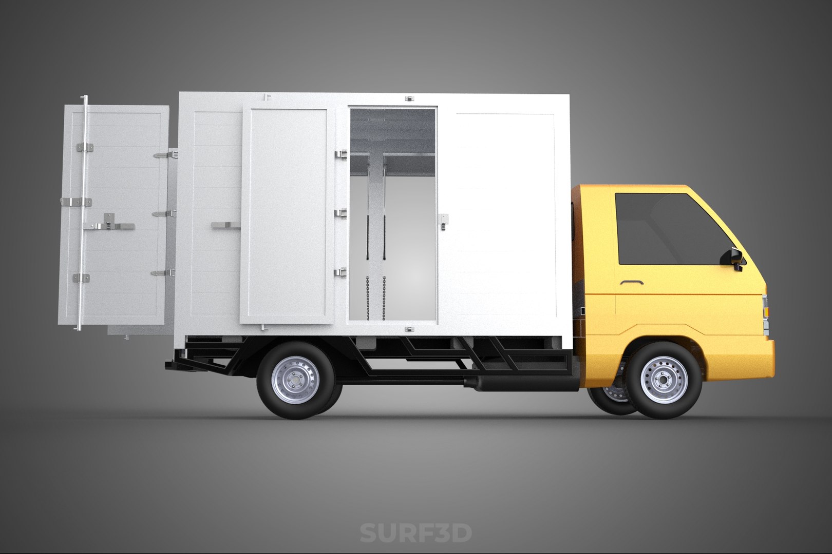 3D FOOD BOX TRUCK PICKUP SIDE DOOR BOOTH STAND WAGON CATERING VAN ...