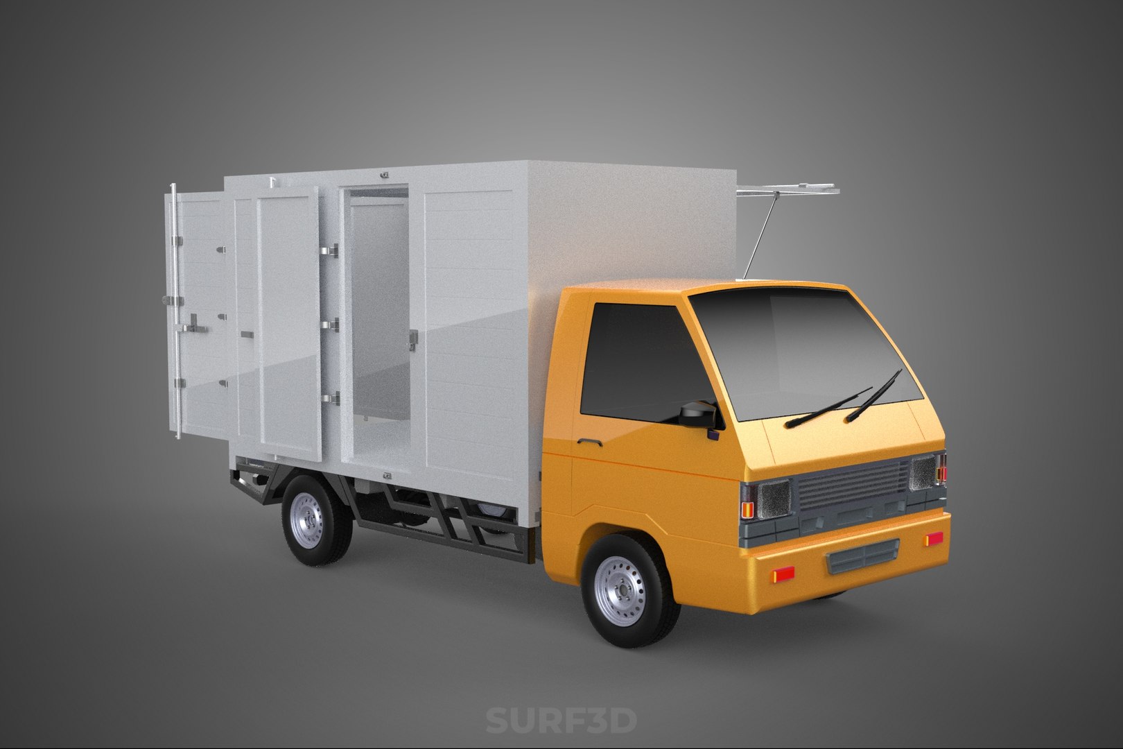 3D FOOD BOX TRUCK PICKUP SIDE DOOR BOOTH STAND WAGON CATERING VAN ...