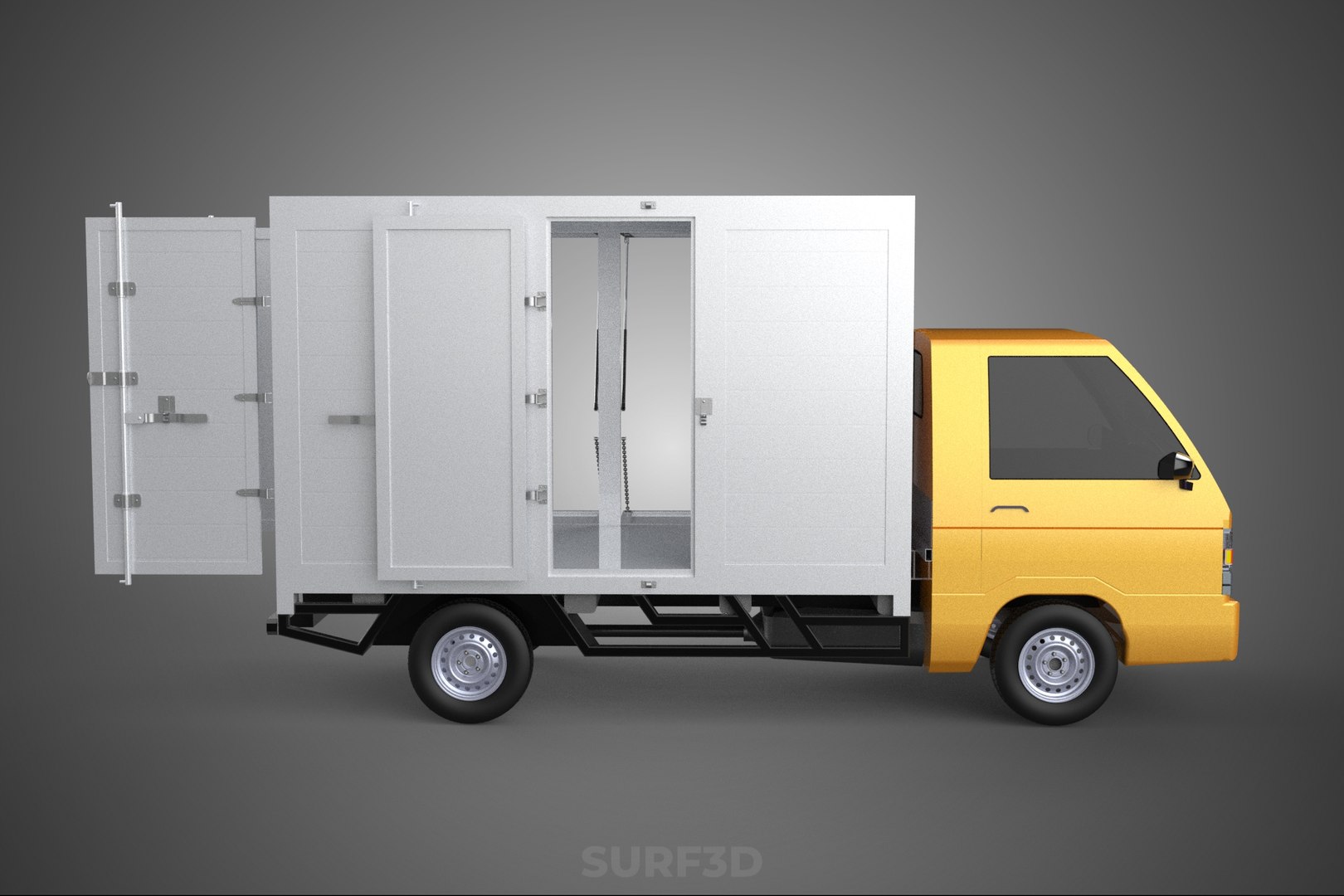 3D FOOD BOX TRUCK PICKUP SIDE DOOR BOOTH STAND WAGON CATERING VAN ...