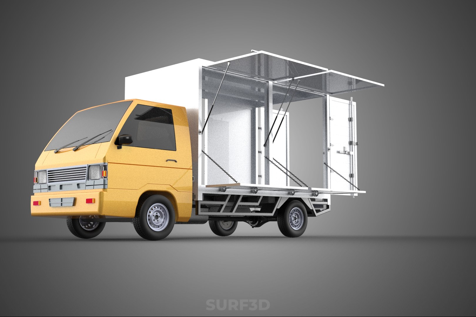 3D FOOD BOX TRUCK PICKUP SIDE DOOR BOOTH STAND WAGON CATERING VAN ...