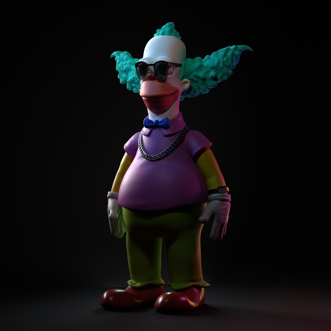 3D Model Krusty Clown Sipsons Stylized Cartoon Clown Character 3D Model ...
