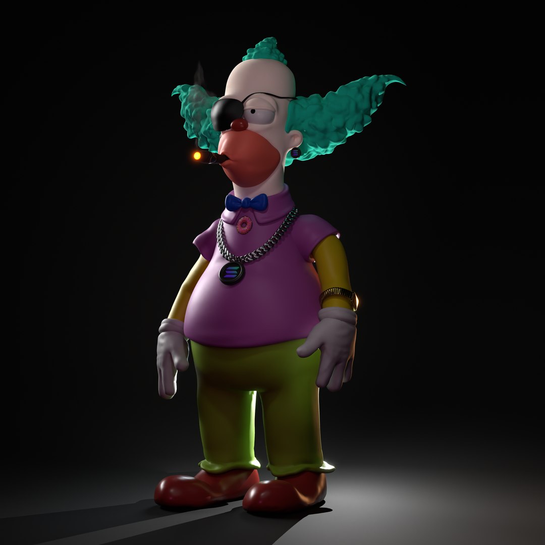 3D Model Krusty Clown Sipsons Stylized Cartoon Clown Character 3D Model - Rigged Textured ...