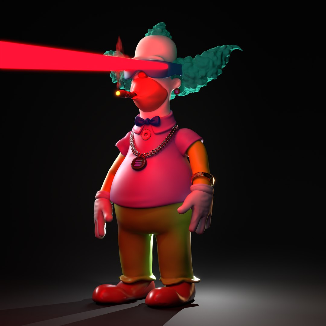 3D Model Krusty Clown Sipsons Stylized Cartoon Clown Character 3D Model ...