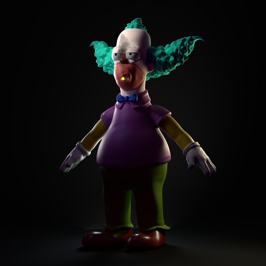 3D Model Krusty Clown Sipsons Stylized Cartoon Clown Character 3D Model - Rigged Textured ...