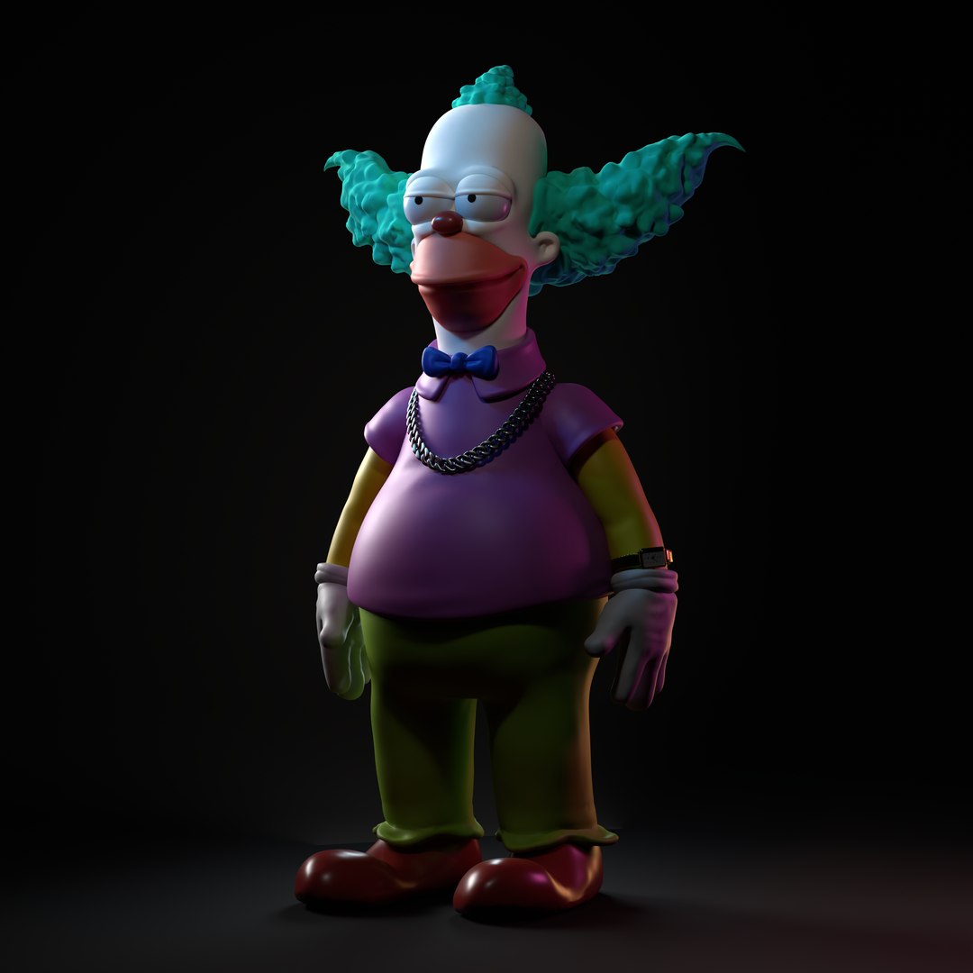 3D Model Krusty Clown Sipsons Stylized Cartoon Clown Character 3D Model - Rigged Textured ...
