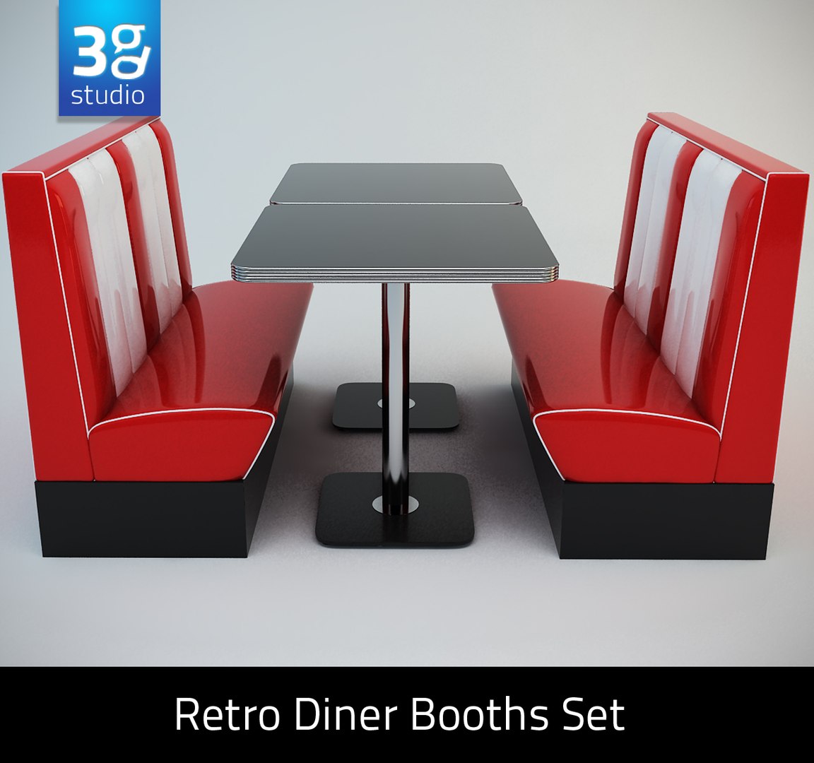 3d Retro Diner Booths Set