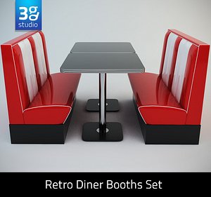 American Style Retro Diner Booths 3ds