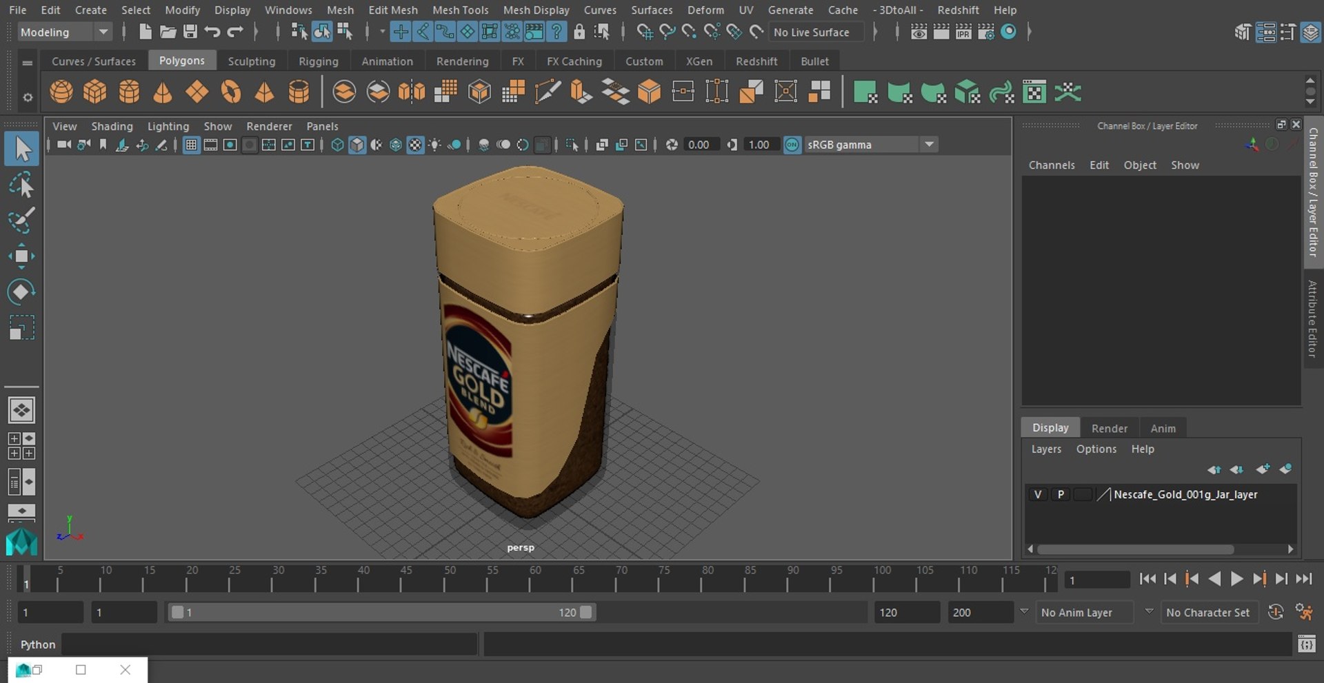 3D Nescafe Gold 200g Jar model - TurboSquid 2144504