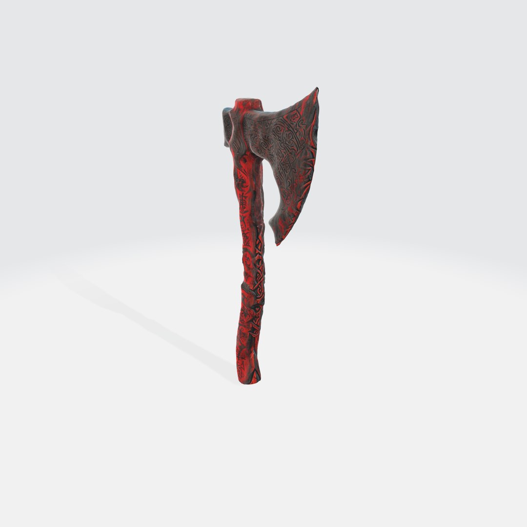 3D A Red And Black Battle Axe Model - TurboSquid 2260782