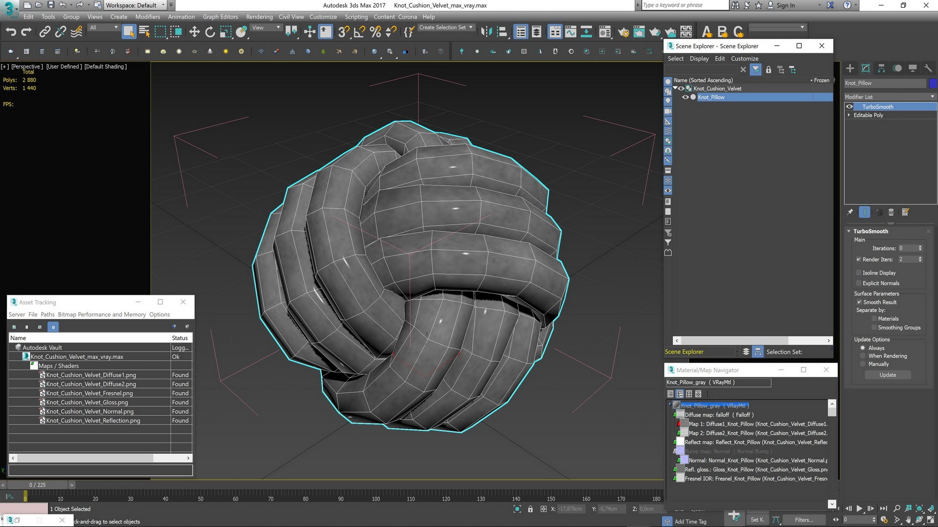 Knot Cushion Velvet 3D Model - TurboSquid 1970888