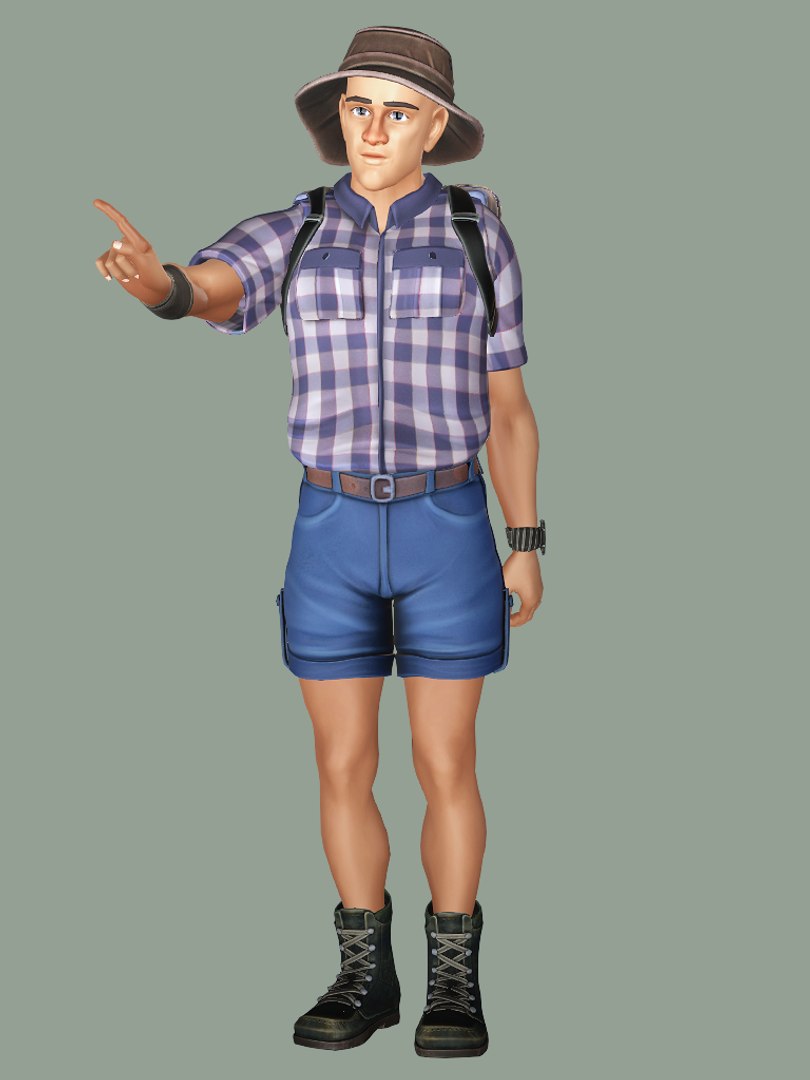 3D Cartoon Rigged Adventure Man Sam Character 3D Model - TurboSquid 2296044