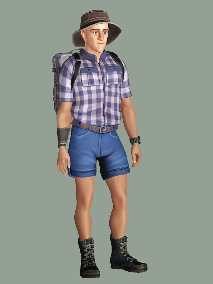 3D Cartoon Rigged Adventure Man Sam Character 3D Model - TurboSquid 2296044