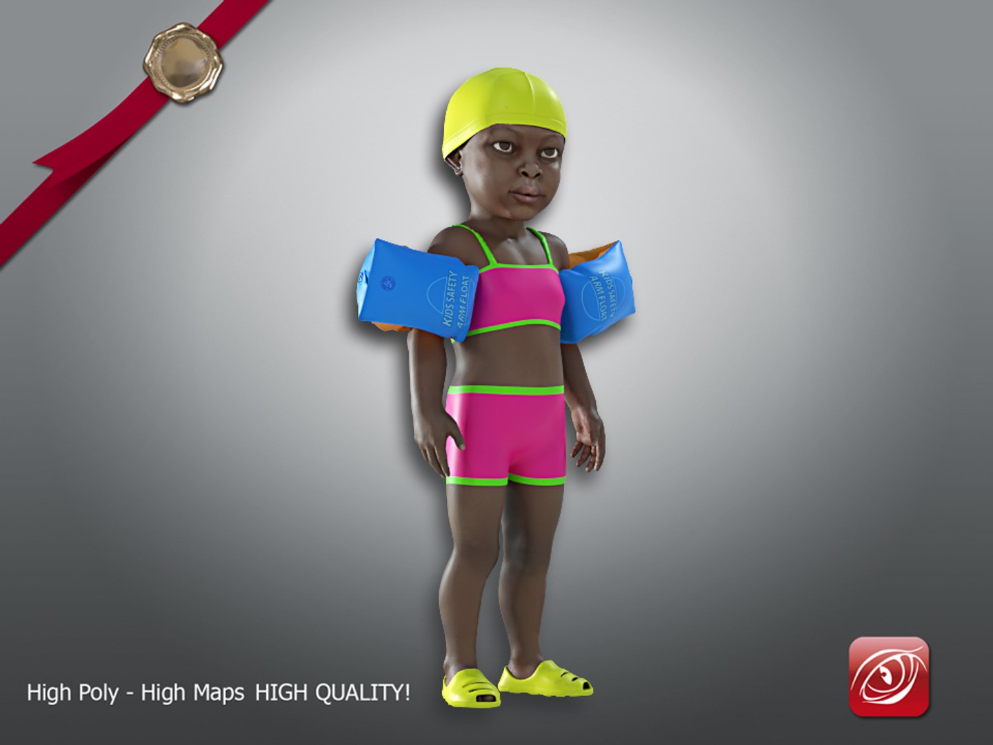 3D Child Female Swimming Pool Model - TurboSquid 1247127