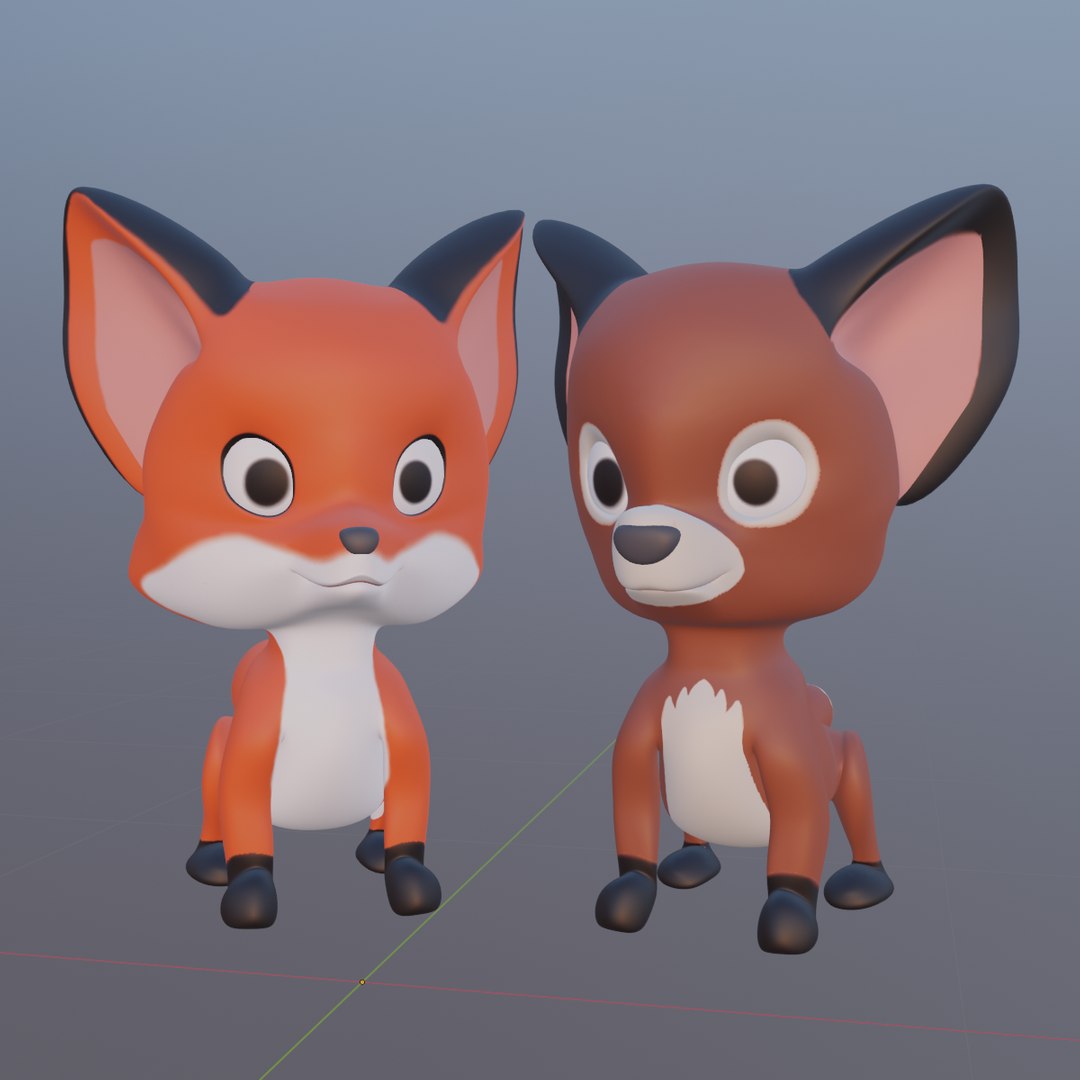 3D model Cartoon Fox and Doggie - TurboSquid 1963653