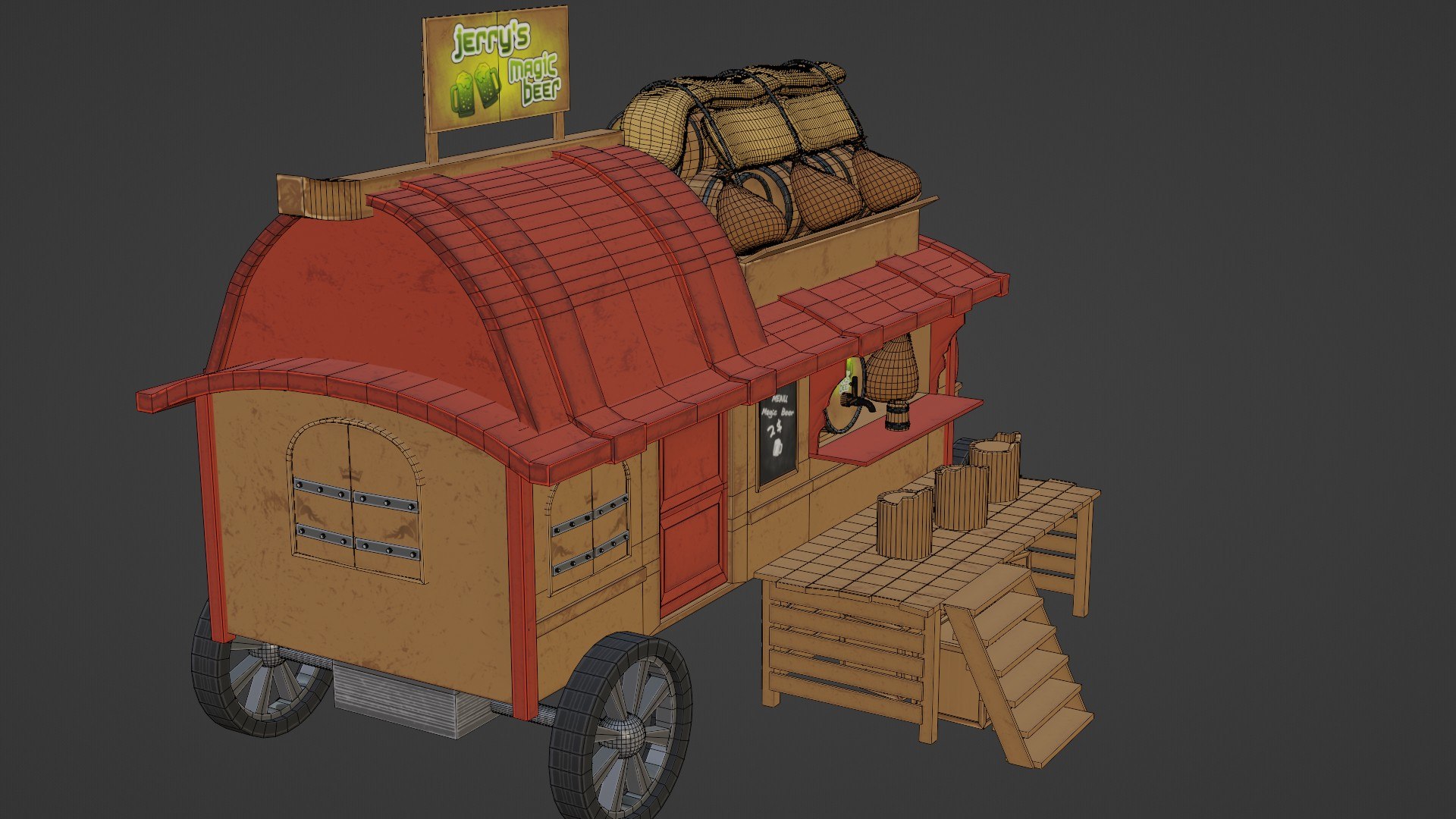 Medieval Fantasy Wagon Model - TurboSquid 1939009