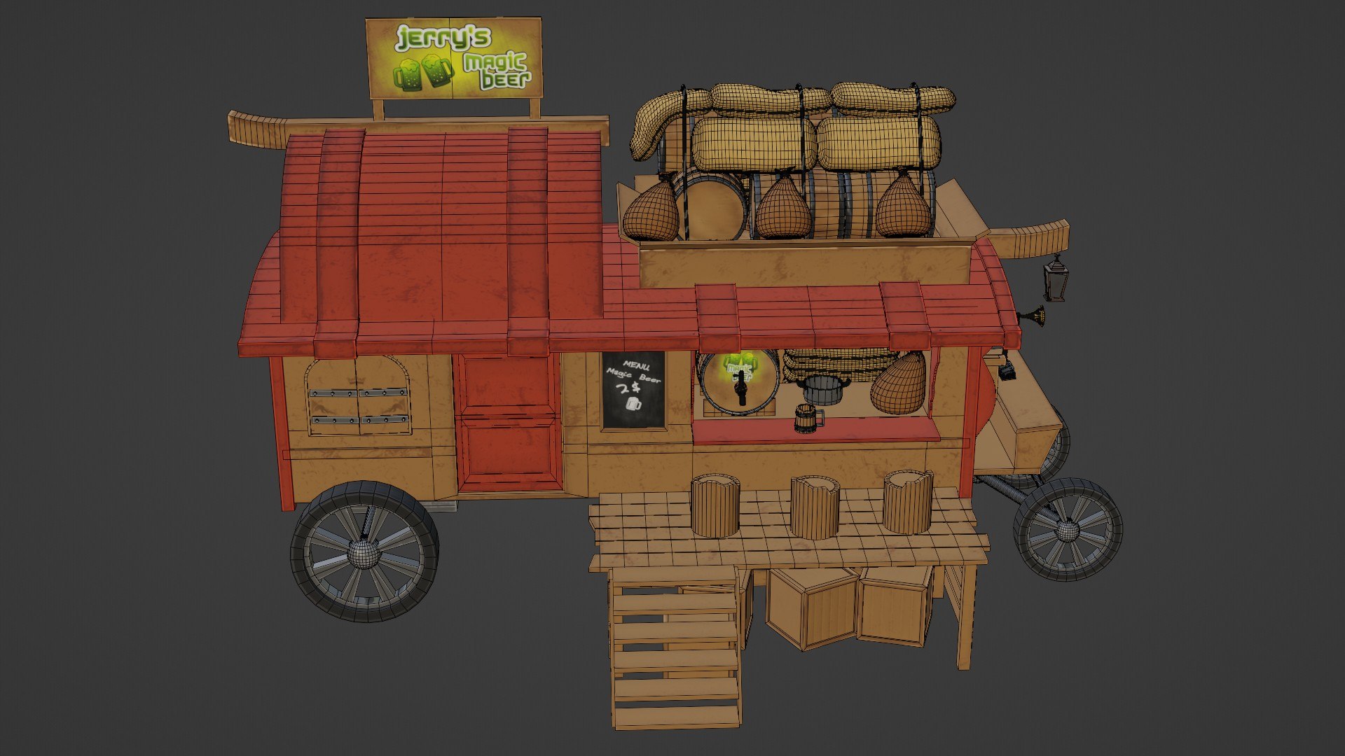 Medieval Fantasy Wagon Model - TurboSquid 1939009